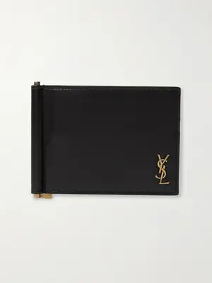 Saint Laurent Logo-appliquéd Leather Billfold Wallet With Money Clip - Black