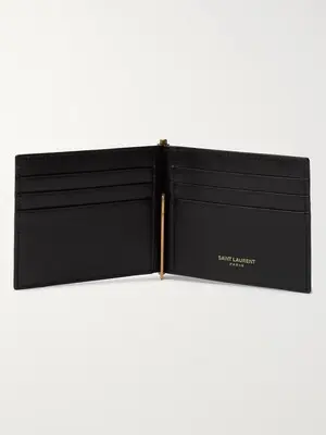 Saint Laurent Logo-appliquéd Leather Billfold Wallet With Money Clip