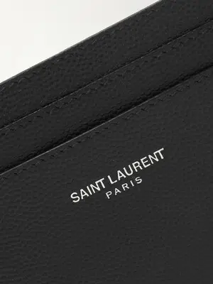Saint Laurent Logo-print Pebble-grain Leather Cardholder