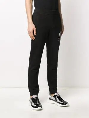 Armani Exchange Logo Embroidered Track Pants - Black