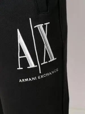 Armani Exchange Logo Embroidered Track Pants - Black