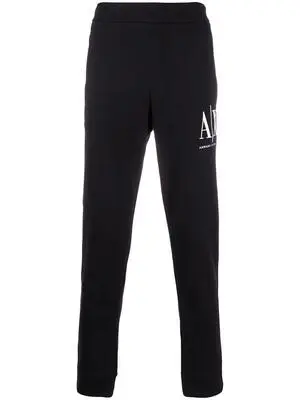 Armani Exchange Logo Embroidered Track Pants - Black