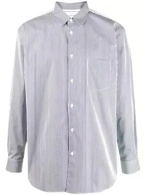 Comme Des Garçons Contrast Striped Pocket Shirt - Blue