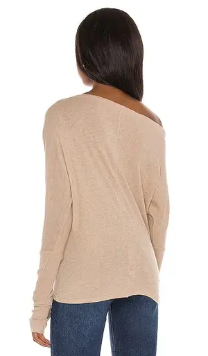 Enza Costa Cashmere Cuffed Off Shoulder Top - Khaki