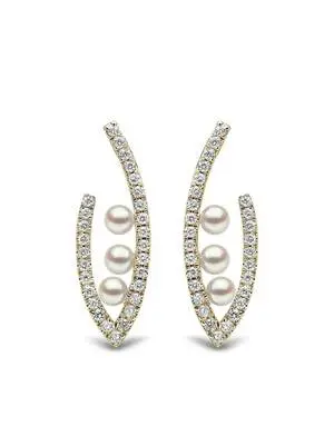 Yoko London 18kt Yellow Akoya Pearl And Diamond Earrings - Gold