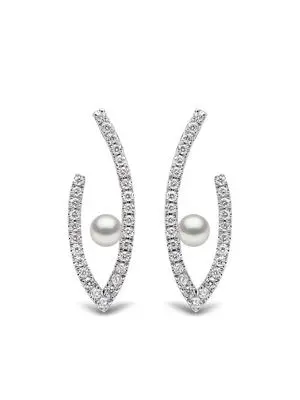 Yoko London 18kt White Gold Akoya Pearl And Diamond Earrings - Silver
