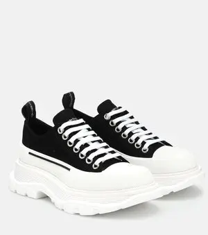 Alexander McQueen Tread Slick Canvas Platform Sneakers - Black