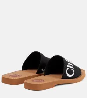 Chloé Woody Canvas Slides - Black