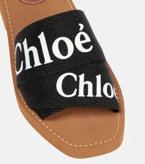 Chloé Woody Canvas Slides - Black