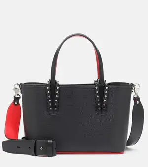 CHRISTIAN LOUBOUTIN Cabata Mini Leather Tote With Stud Embellishments - Black