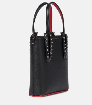 CHRISTIAN LOUBOUTIN Cabata Mini Leather Tote With Stud Embellishments - Black