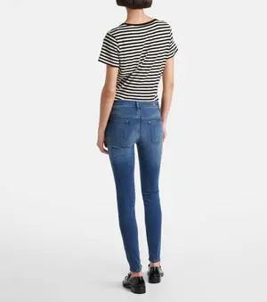 7 For All Mankind Slim Illusion Luxe High-rise Skinny Jeans - Blue