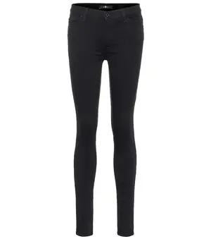 7 For All Mankind Slim Illusion High-rise Skinny Jeans - Black