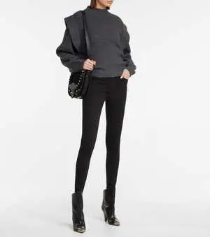 7 For All Mankind Slim Illusion High-rise Skinny Jeans - Black