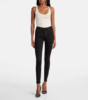 7 For All Mankind Slim Illusion High-rise Skinny Jeans - Black