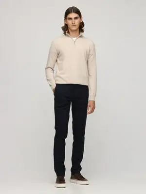 Loro Piana Classic Cashmere Zip Sweater - Natural Melange