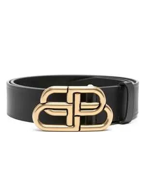 Balenciaga Bb Leather Belt - Black