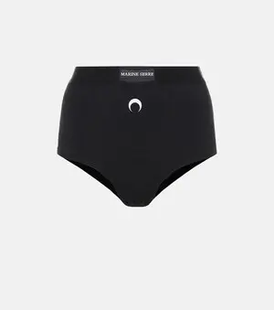 MARINE SERRE Ribbed-knit Stretch-cotton Briefs - Black