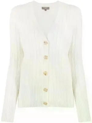 N.peal V-neck Cable-knit Cardigan - Neutrals