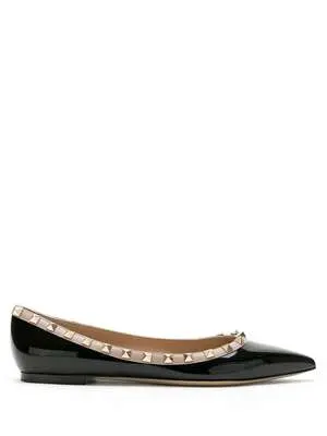 Valentino Garavani Rockstud Patent Leather Ballet Flats - Black