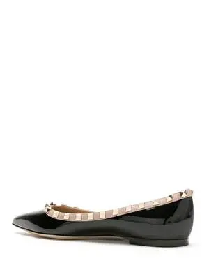 Valentino Garavani Rockstud Patent Leather Ballet Flats - Black