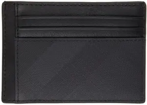 Burberry Grey London Check Money Clip Card Holder Dark Charcoal