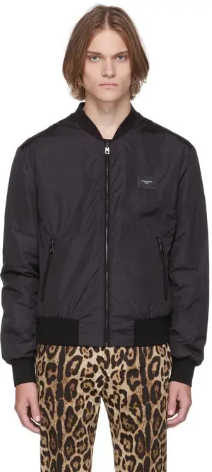Dolce & Gabbana Dolce & Gabbana Black Nylon Jacket Branded Plate - N0000 Nero