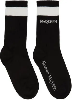 Alexander McQueen Alexander McQueen Black & White Logo Socks - Complete Price