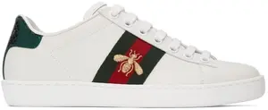 Gucci Gucci White Embroidered Bee Ace Sneakers 9064 Bia/vrv/r.flame