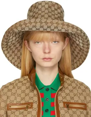 Gucci Gucci Beige Canvas GG Wide Brim Hat 9700 Beige