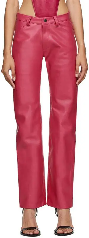Mowalola Pink Leather Suit Trousers In Fuschia 41% Off
