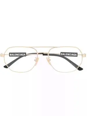 Balenciaga Logo Pilot Glasses - Black