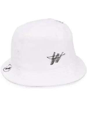 We11Done Logo Print Bucket Hat - White