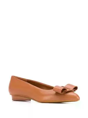 FERRAGAMO Vara Bow Flat Pumps - Brown