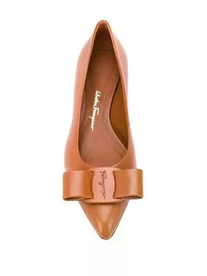 FERRAGAMO Vara Bow Flat Pumps - Brown
