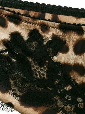 Dolce & Gabbana Leopard-print Satin Briefs - Brown