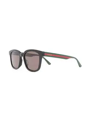 Gucci Web Detail Rectangular-frame Sunglasses - Black
