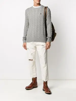 Polo Ralph Lauren Cable Knit Knitted Sweatshirt - Grey