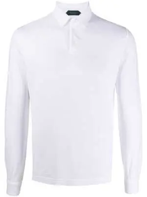ZANONE Point-collar Long Sleeved Polo Shirt - White