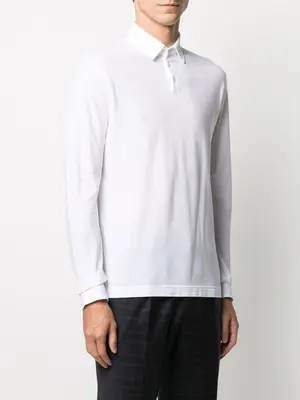 ZANONE Point-collar Long Sleeved Polo Shirt - White