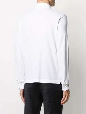 ZANONE Point-collar Long Sleeved Polo Shirt - White