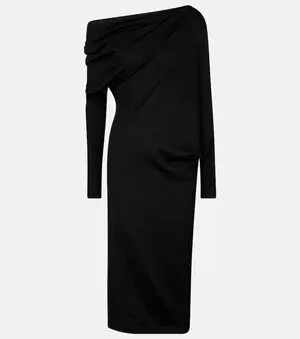 TOM FORD Cashmere And Silk Off-shoulder Midi Dress - Black