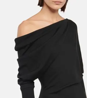 TOM FORD Cashmere And Silk Off-shoulder Midi Dress - Black