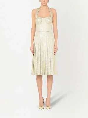 Dolce & Gabbana Jacquard Pleated Bustier Dress