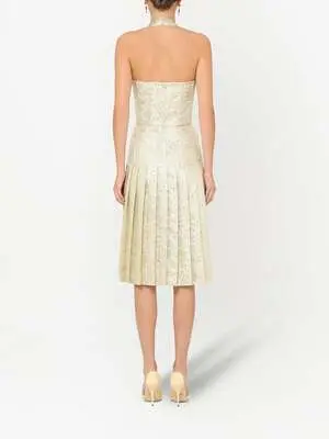 Dolce & Gabbana Jacquard Pleated Bustier Dress