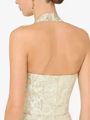 Dolce & Gabbana Jacquard Pleated Bustier Dress