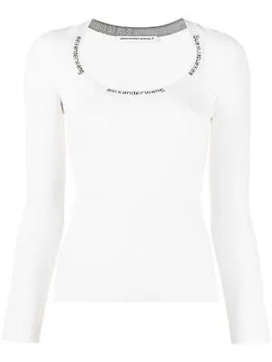 Alexander Wang Logo-print Long-sleeved Top - White