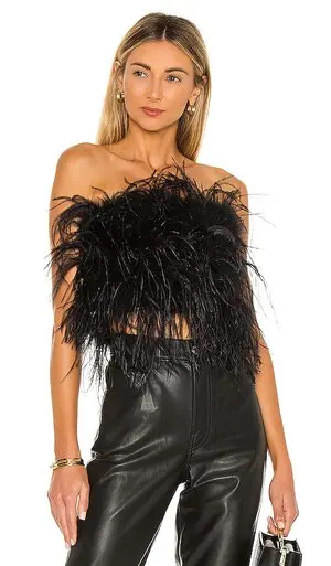 LAMARQUE Zaina Feather Top - Black