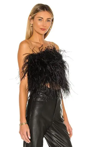 LAMARQUE Zaina Feather Top - Black