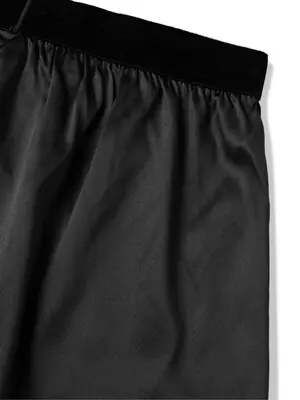 TOM FORD Velvet-trimmed Stretch-silk Satin Boxer Shorts
